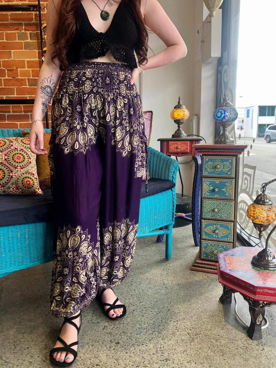 Alibaba Pants - Purple Flower – Hipsta NZ