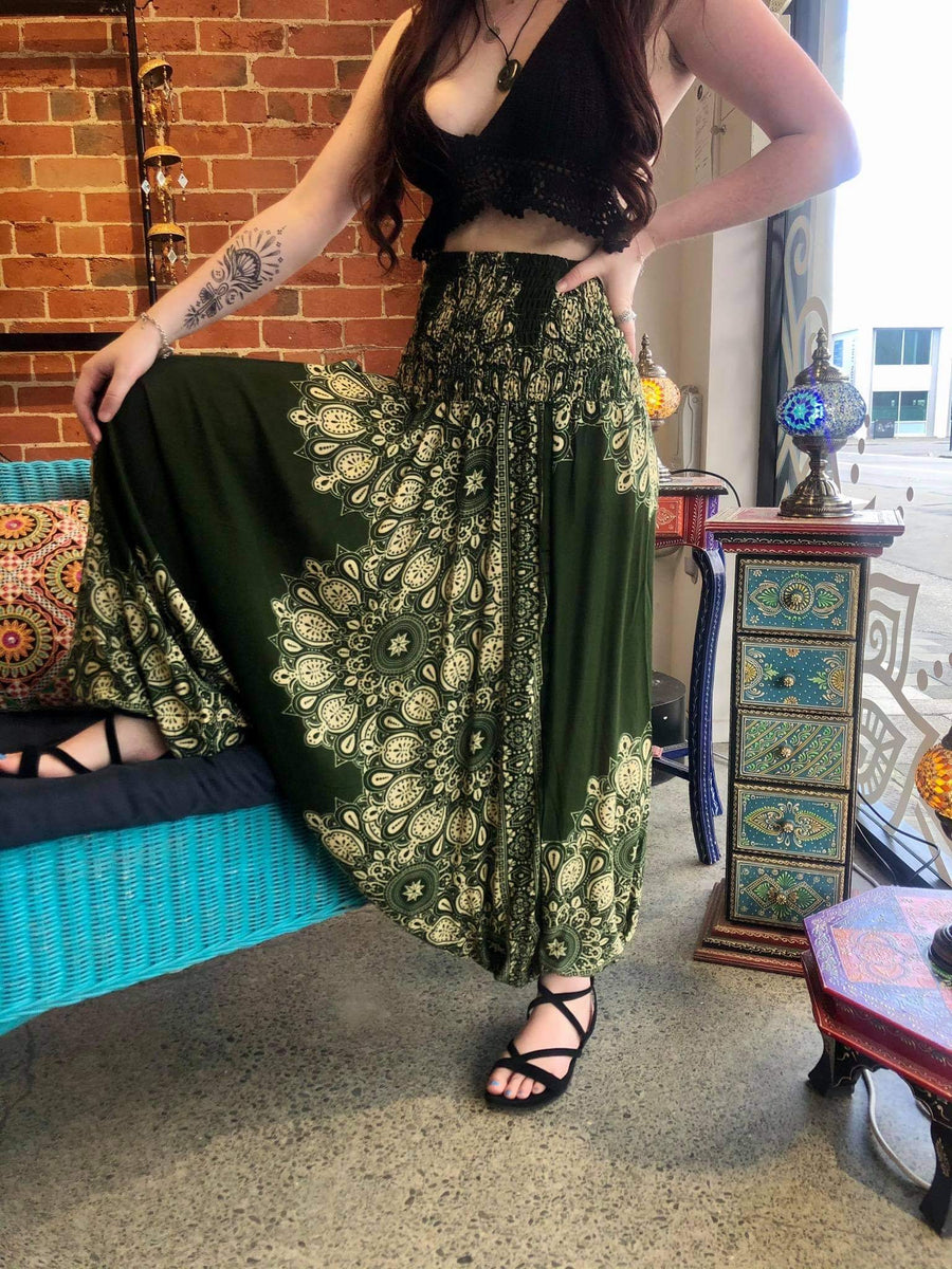 Harem Pants - Green Flower – Hipsta NZ