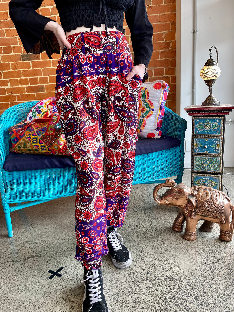 Coco Button Pants - Cherry Paisley – Hipsta NZ