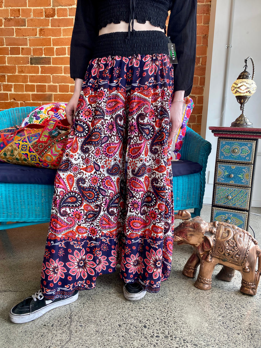 Mega Flares - Cherry Paisley – Hipsta NZ