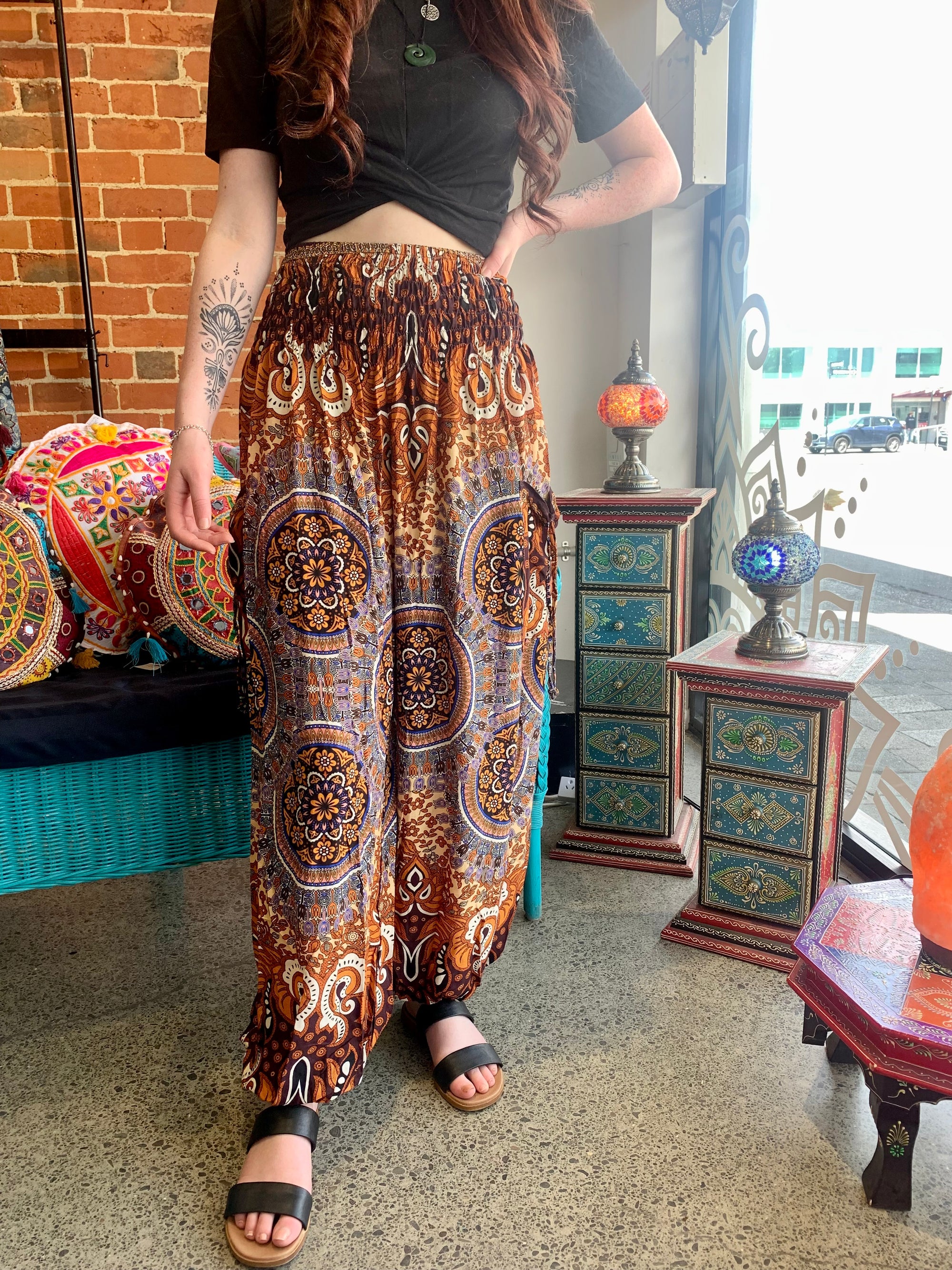 Alibaba Pants -Two Tone Amber Mandala – Hipsta NZ