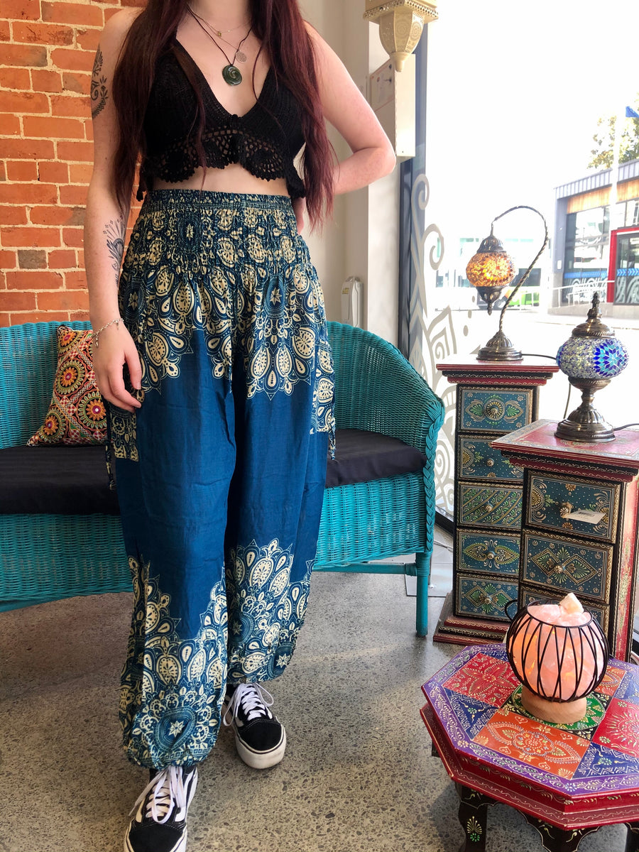 Alibaba Pants - Blue Flower – Hipsta NZ