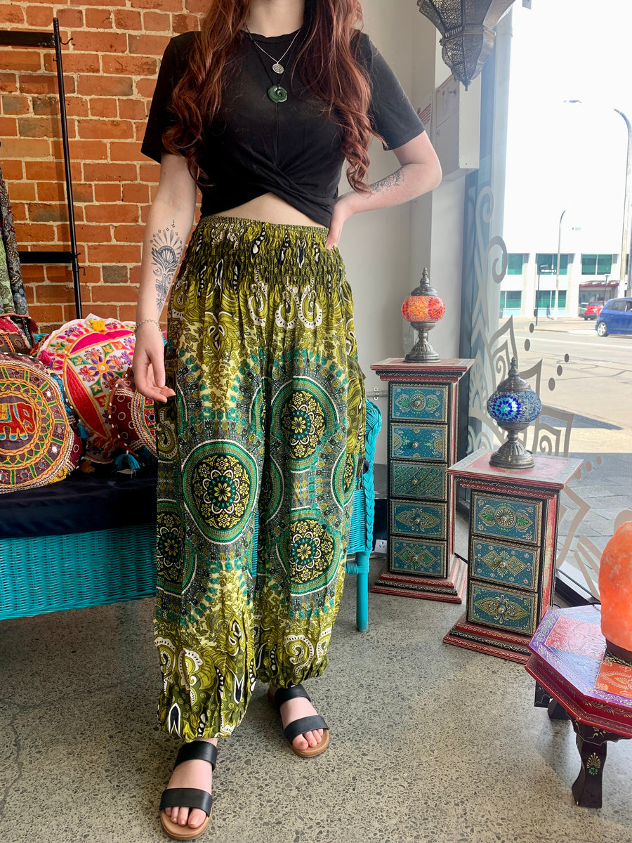 Alibaba Pants - Two Tone Lime Mandala – Hipsta NZ
