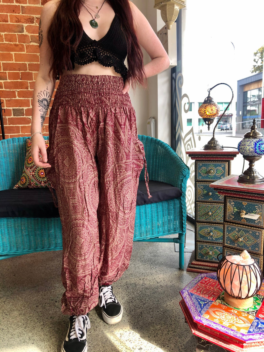 Alibaba Pants - Red / Maroon Mandala – Hipsta NZ
